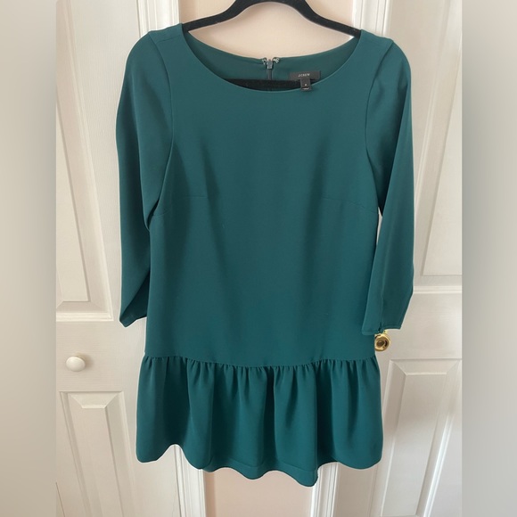 J. Crew | Dresses | Green J Crew Ruffle Dress | Poshmark